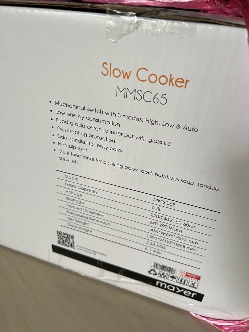 Mayer MMSC65 Slow Cooker 6.5L, TV & Home Appliances, Kitchen Appliances, Other Kitchen ...