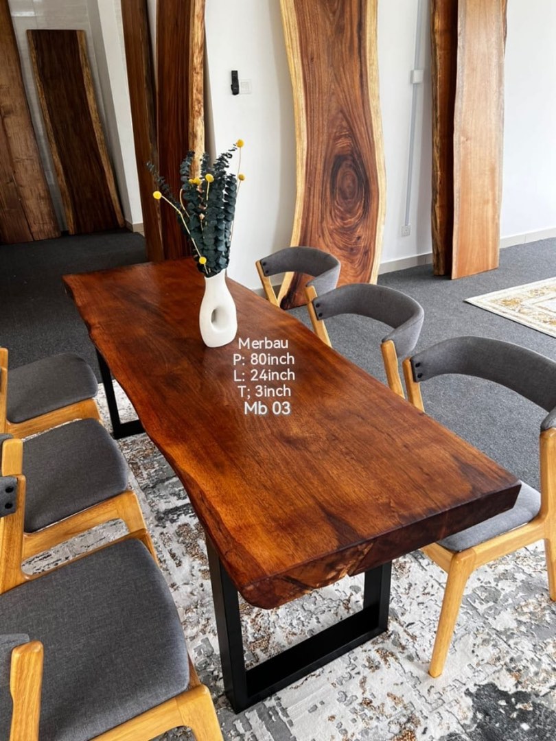 Meja makan merbau solid, Furniture & Home Living, Furniture, Tables ...