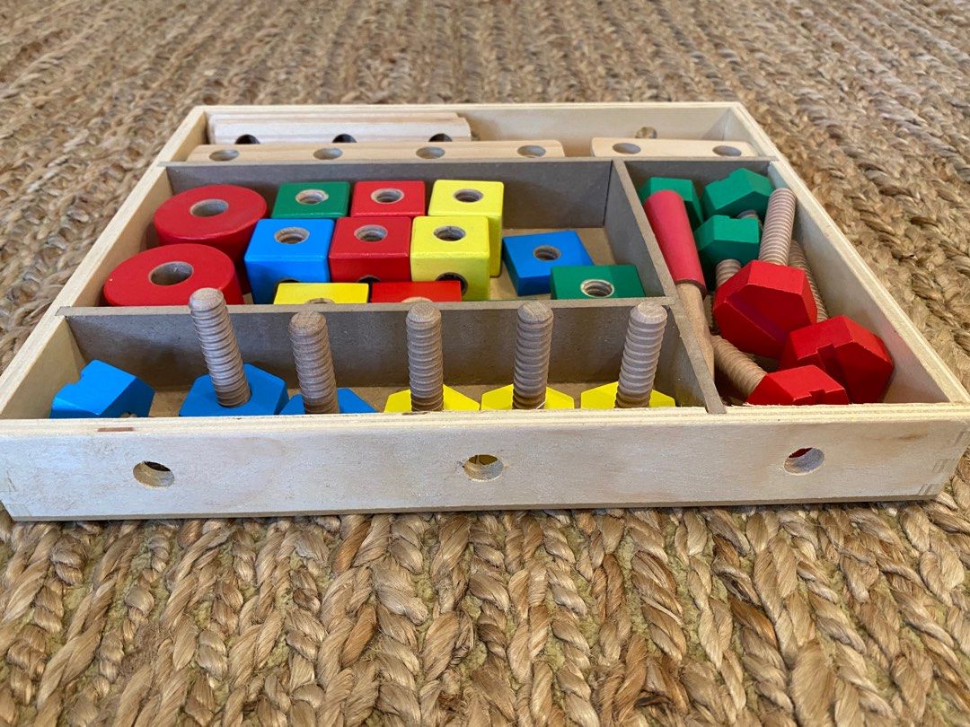 Melissa & Doug Wooden Construction Building Set, Hobbies & Toys, Toys ...