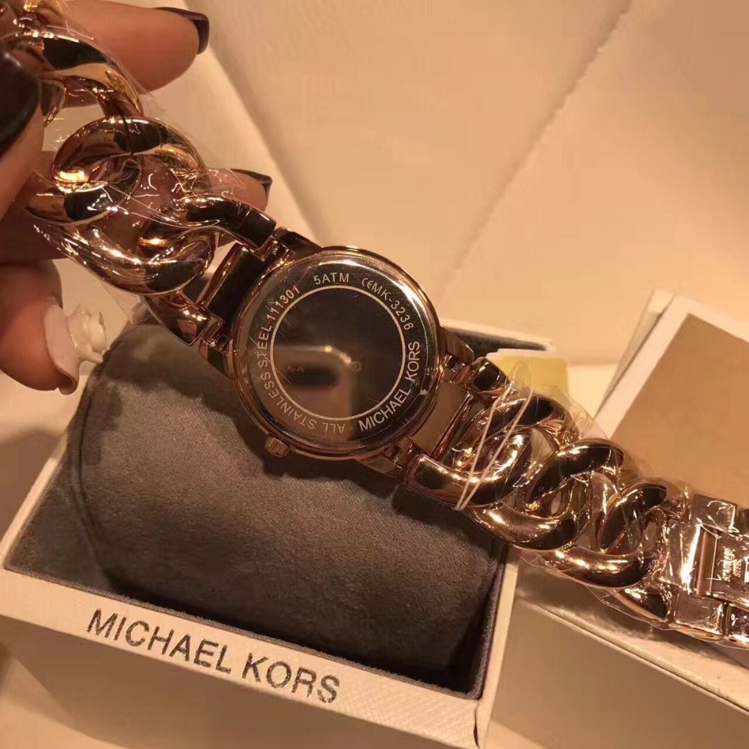 Michael Kors手錶 女生手錶 MK手錶 玫瑰金色鋼帶錶 鑲鑽纏繞麻花手鏈手錶 手鐲手錶 石英錶 時尚潮流女錶MK3236, 她的時尚 ...