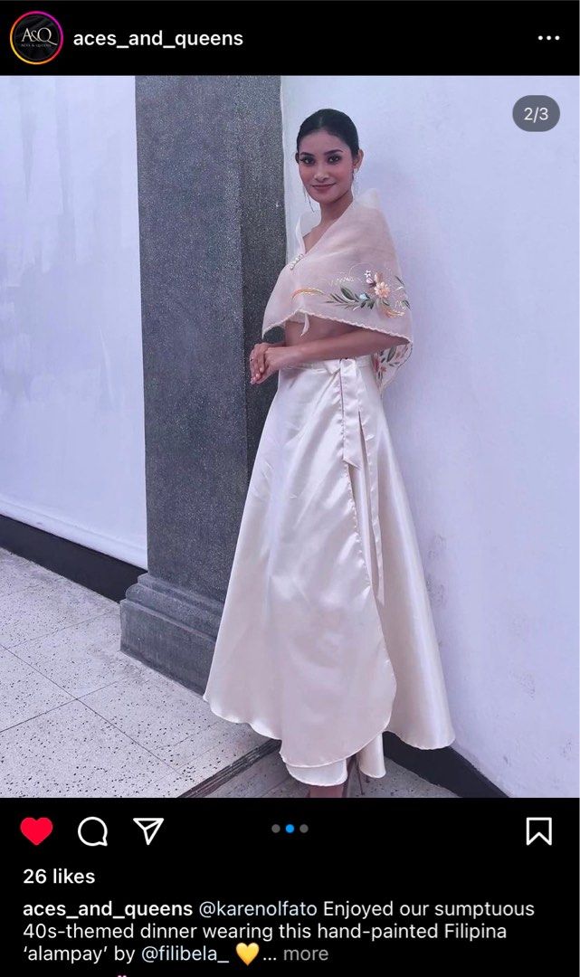 Modern Filipiniana Alampay and Satin Maxi Skirt, Women's Fashion ...