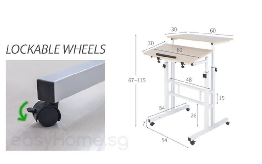 Movable adjustable sturdy sitting / standing ergonomic desk, Furniture ...