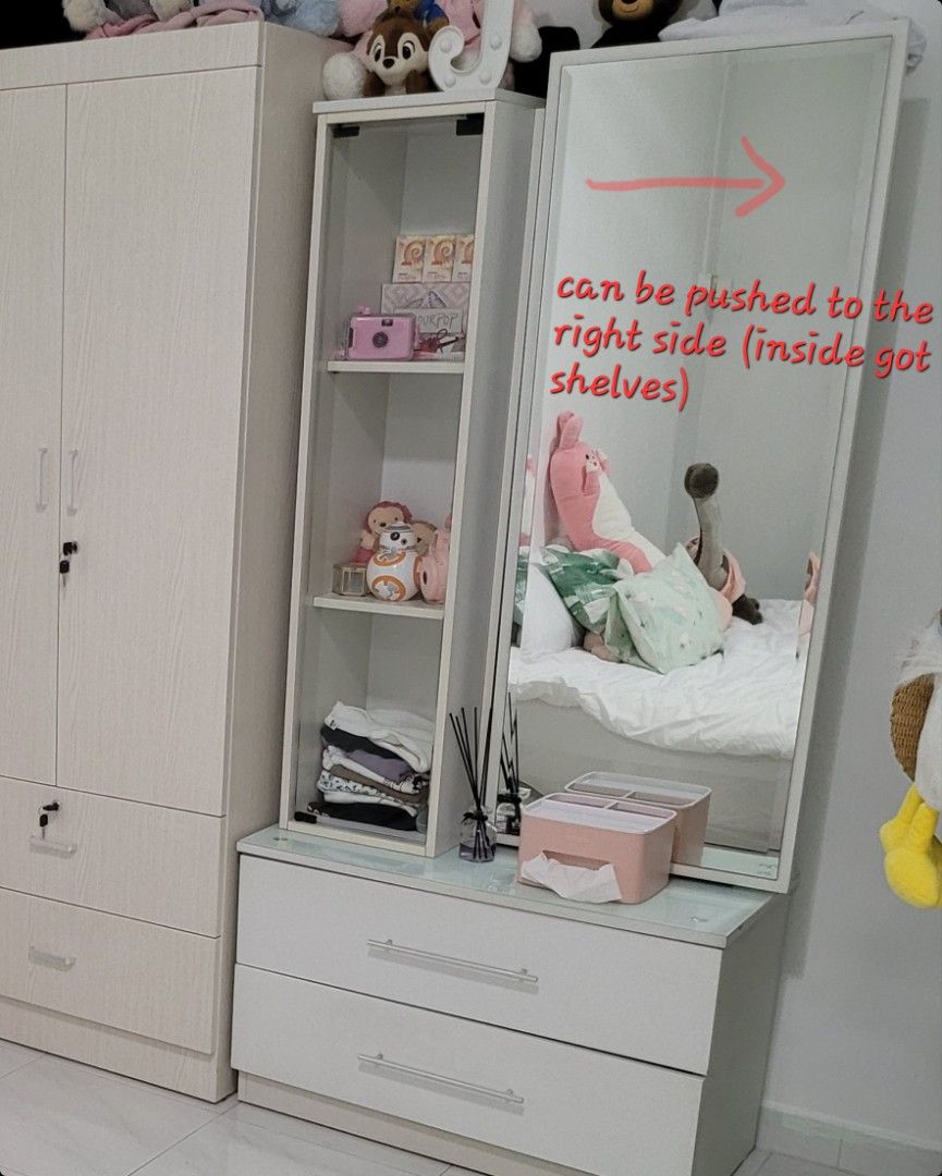 Multi storage dressing cabinet with mirror (preloved), Furniture & Home ...