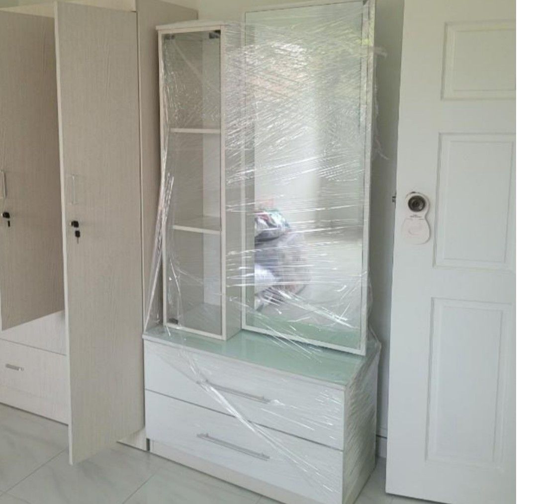 Multi storage dressing cabinet with mirror (preloved), Furniture & Home ...