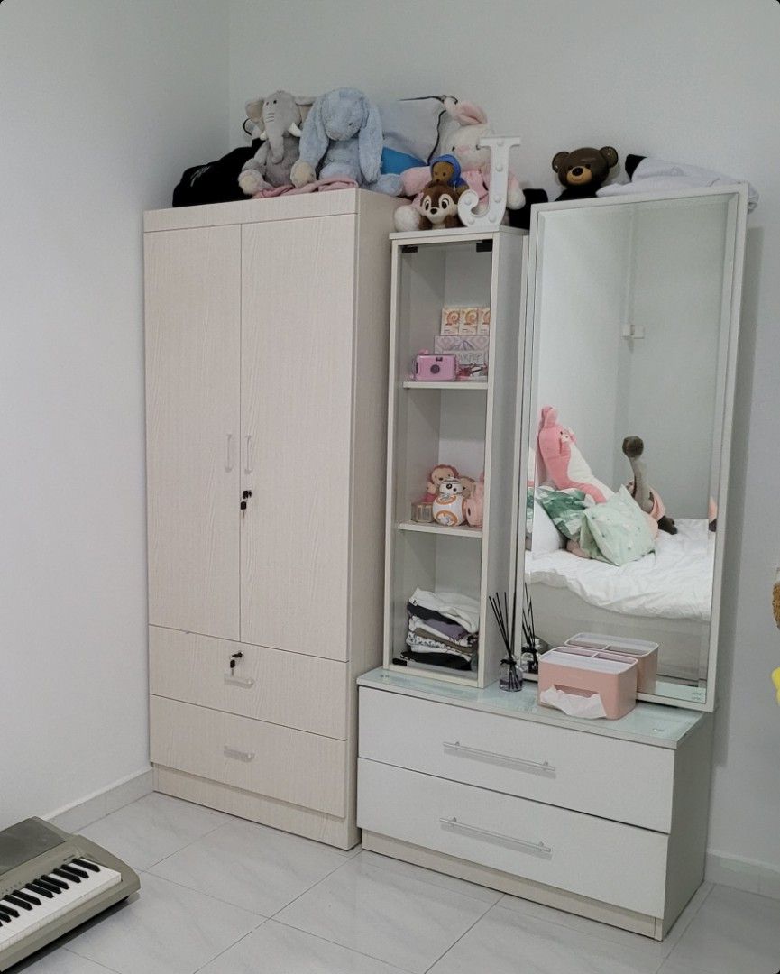 Multi storage dressing cabinet with mirror (preloved), Furniture & Home ...