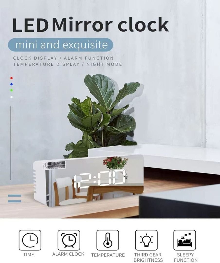 Multi-function mirror digital clock LED mirror clock cosmetic mirror ...