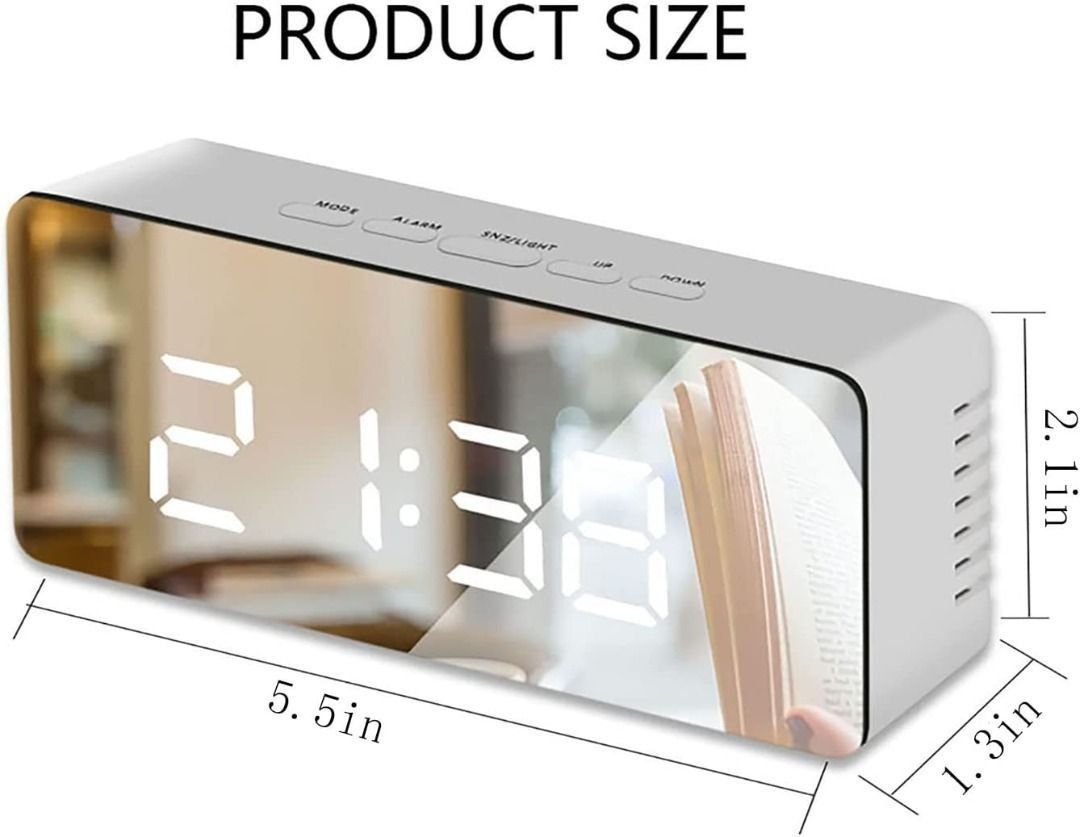 Multi-function mirror digital clock LED mirror clock cosmetic mirror ...