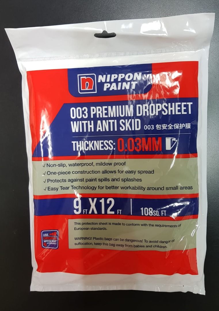 Nippon Paint Dropsheets (Plastic Sheets) with Anti-Skid, Furniture ...