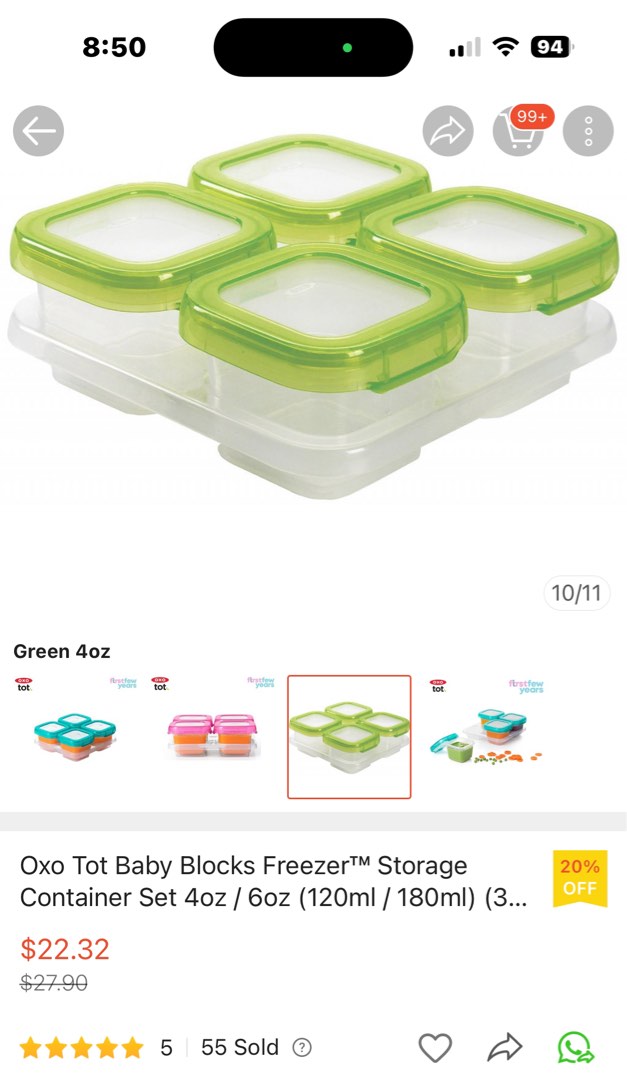Oxo Tot Baby blocks freezer storage container, Babies & Kids, Nursing ...