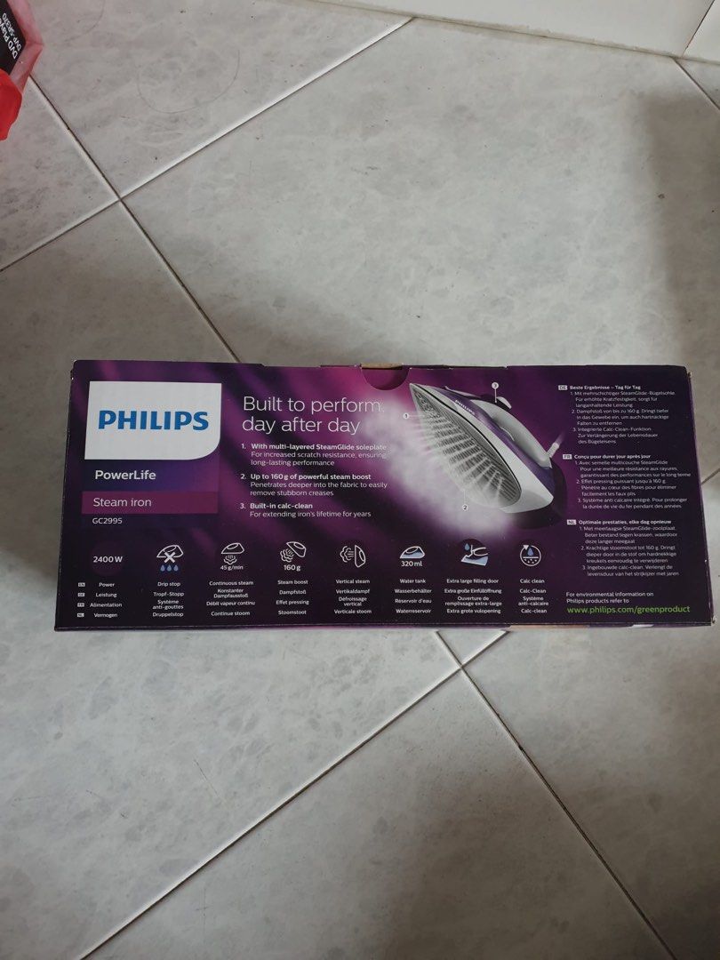 Philips GC2995 PowerLife Steam Iron, 2400W, 320ml, TV & Home Appliances ...