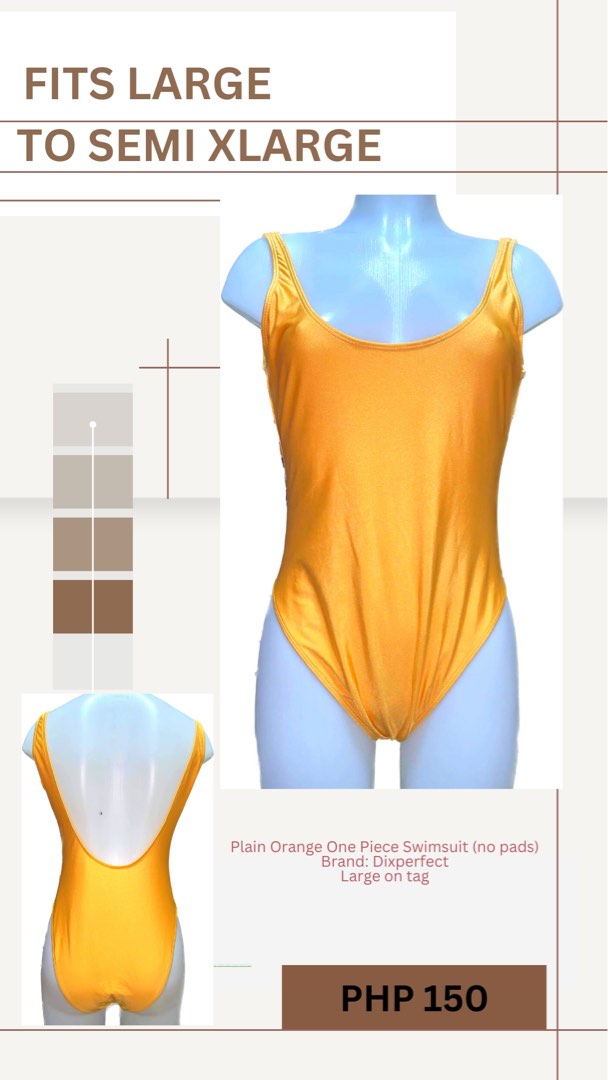 Plain Orange One Piece Swimsuit on Carousell