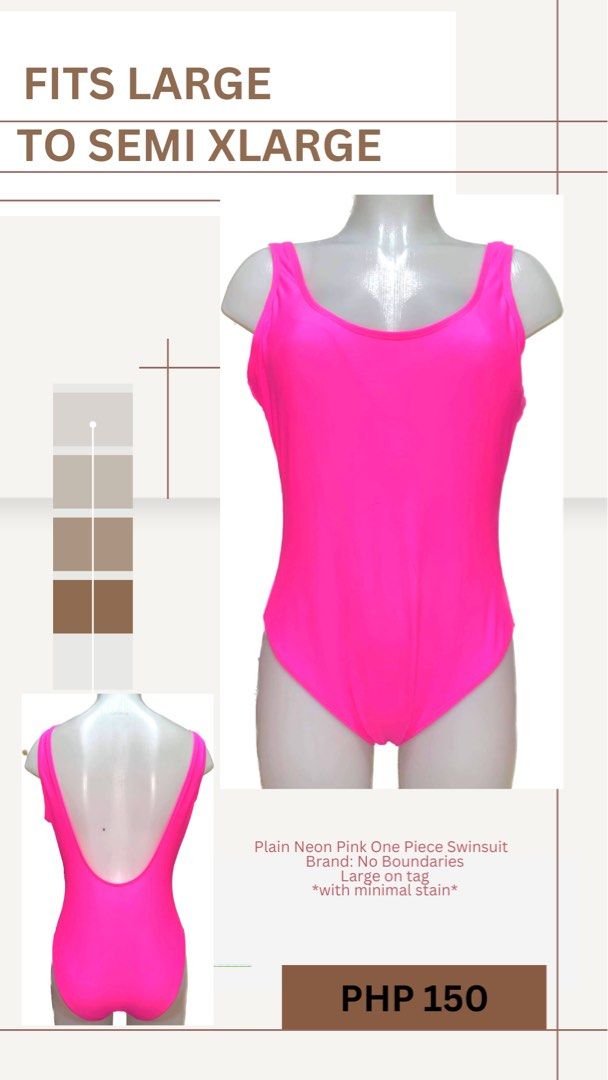 Plus Size Neon Pink One Piece Swimsuit on Carousell
