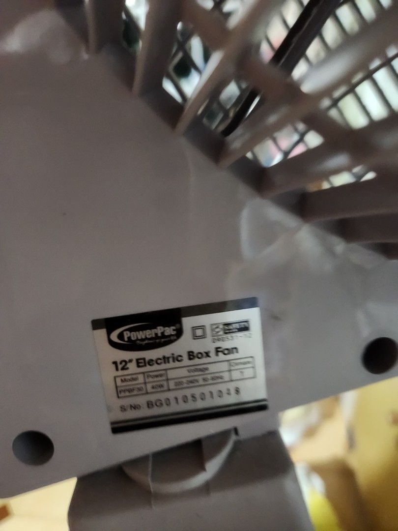 Powerpac 12-inch electric box fan, TV & Home Appliances, Other Home ...