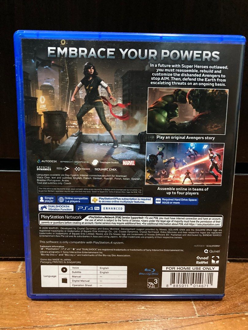 PS4 Avengers Marvel Game Playstation 4 5 Ironman Captain America Thor Hulk Black Widow Square ...