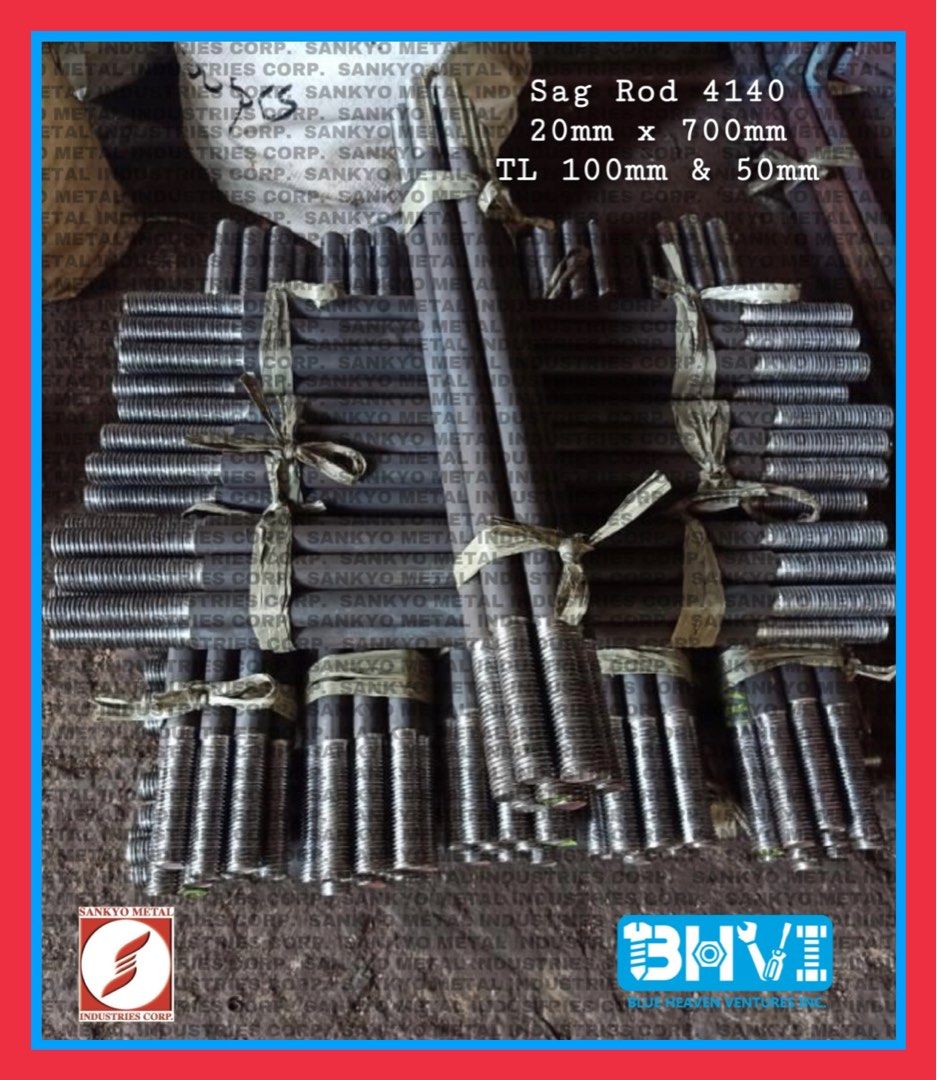 Sag Rod or Anchor bolt straight with thread on both ends, Commercial ...