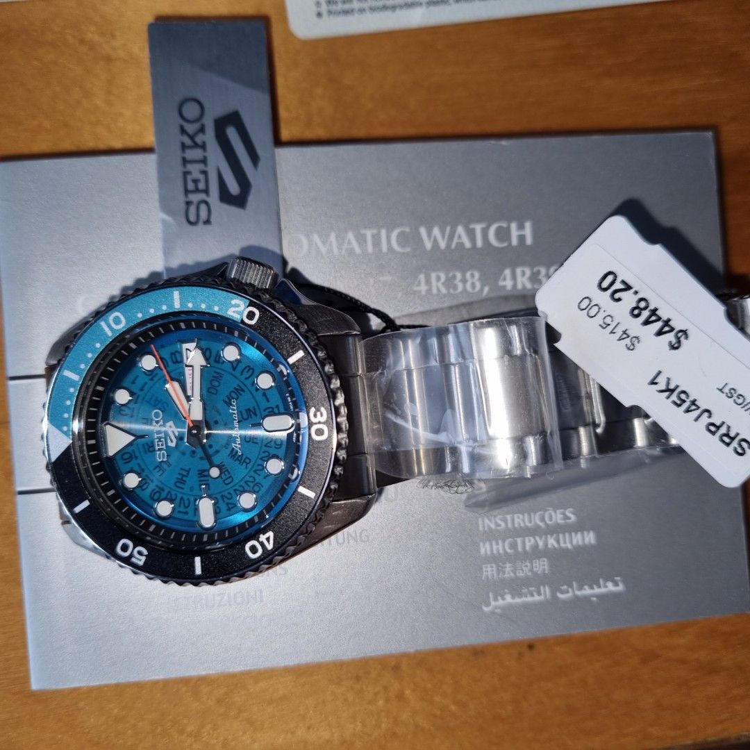 Seiko 5 Sports Automatic Blue Dial Stainless Steel Men's Watch SRPJ45K1 ...