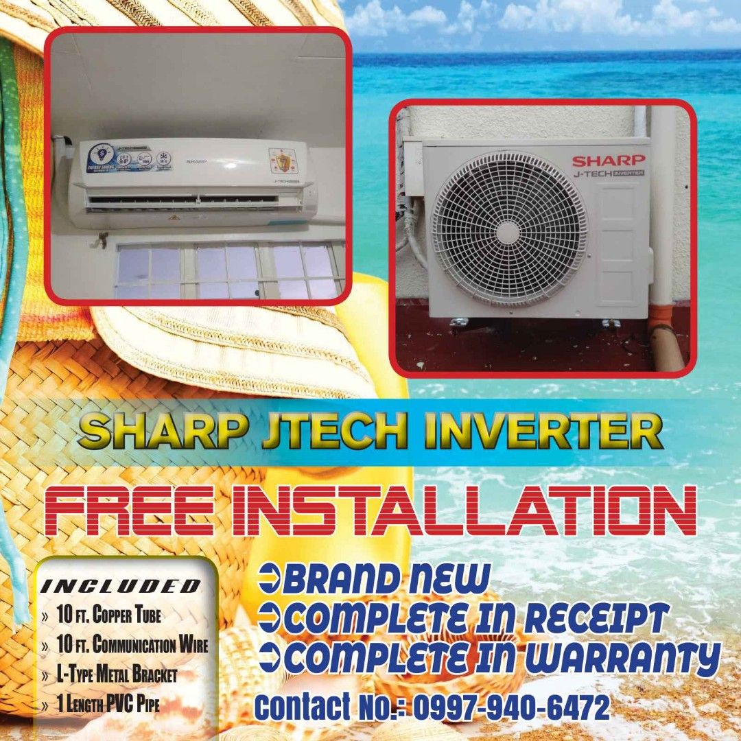 Sharp J TECH Inverter Split Type With Free Installation, TV & Home ...