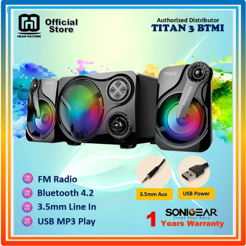 SONICGEAR Titan 3 RGB BTMI USB Bluetooth Portable Music Sync RGB ...