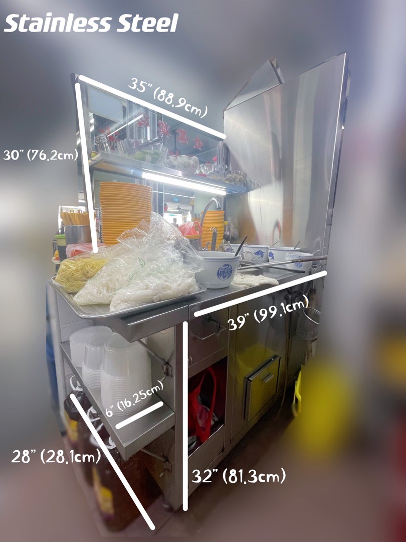 Stainless Steel Hawker Stall Boiler with Glass Display, Furniture ...