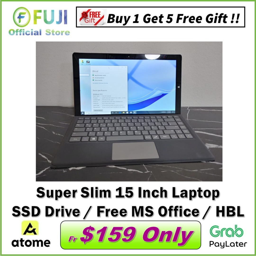 Super Slim 15 Inch SSD Laptop - 2 in 1 Touch Screen - Windows 11 + Free ...