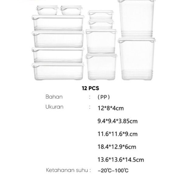 Toples Set Plastik Food Kontainer Bening Wadah Penyimpanan 10-12PCS ...