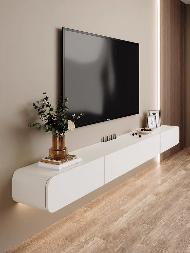 [TWS] WALL MOUNT TV CONSOLE ROUND EDGES CHILDREN FRIENDLY (M-07) MILKY ...