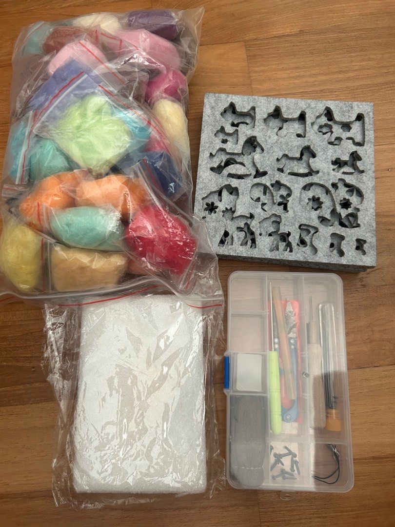 Wool needle felting tool set with moulds, Hobbies & Toys, Stationery ...