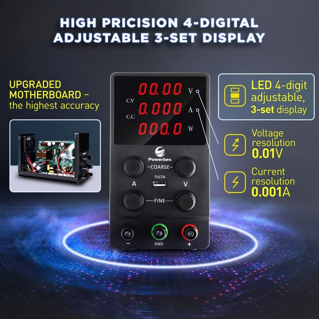 1330) POWERBES DC POWER SUPPLY VARIABLE 30V 10A - ADJUSTABLE SWITCHING ...