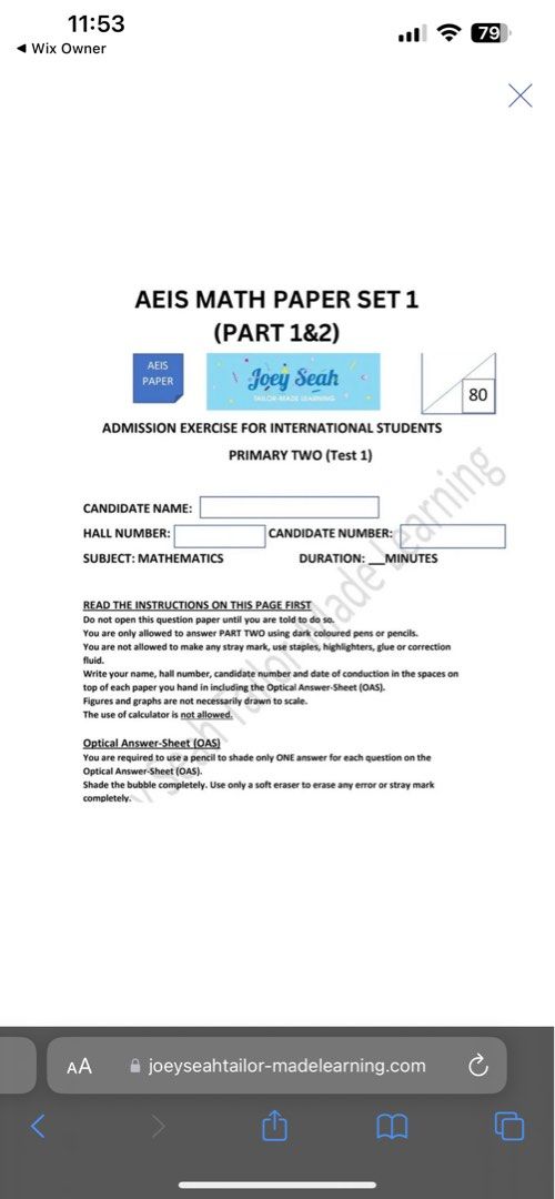 2023 AEIS MATHS PAPER PRI2, Learning & Enrichment, Enrichment & Tuition ...