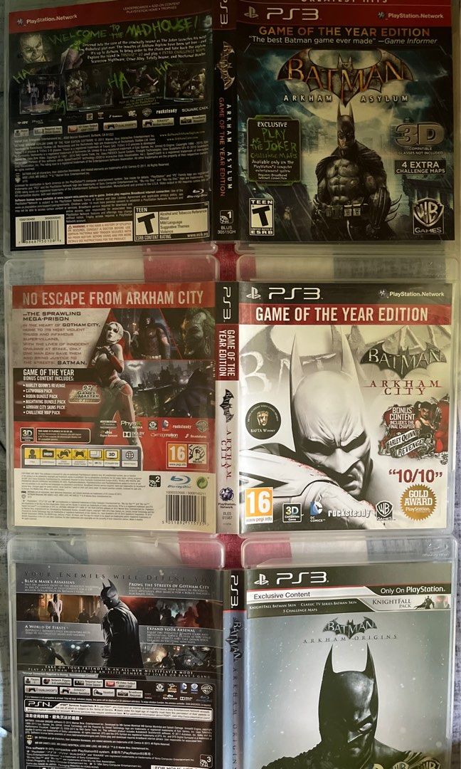 3 BATMAN PS3 GAMES BUNDLE ARKHAM ASYLUM ARKAHM CITY ARKHAM ORIGINS ...