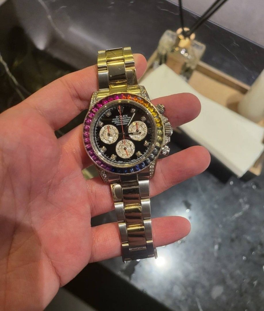 『已交流』勞力士 116520 ROLEX Cosmograph 迪通拿 Daytona 精鑲116529彩虹圈樣式, 名牌精品, 精品手錶在旋轉拍賣