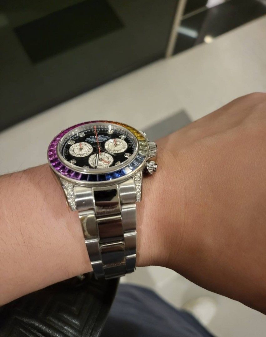 『已交流』勞力士 116520 ROLEX Cosmograph 迪通拿 Daytona 精鑲116529彩虹圈樣式, 名牌精品, 精品手錶在旋轉拍賣