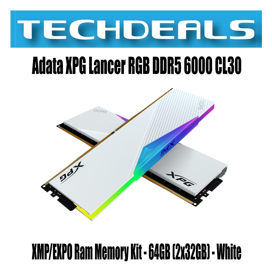 Adata XPG Lancer RGB DDR5 6000 CL30 XMP/EXPO Ram Memory Kit - 64GB ...
