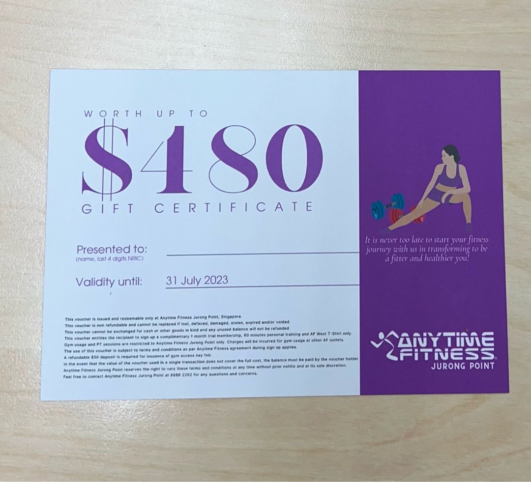 Anytime Fitness Voucher, Tickets & Vouchers, Vouchers on Carousell