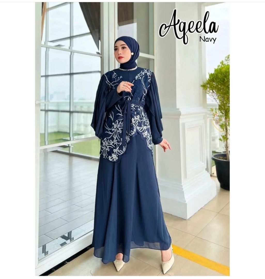 Aqeela Long Dress / Gaun Pesta / Dress Kondangan / Gamis / Dress Brukat ...