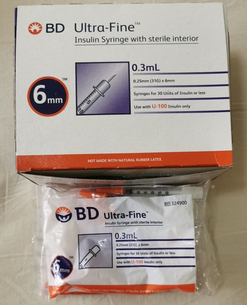 BD Ultra-Fine Insulin Syringe 31G x 6mm 0.3mL (324900) - 10 syringes ...