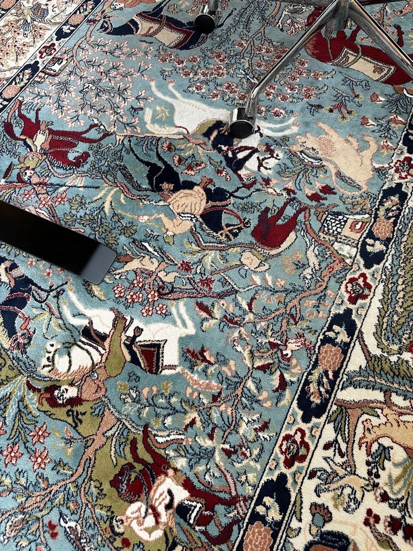 Blue nain rug persian carpet design 245 x 155, Furniture & Home Living ...