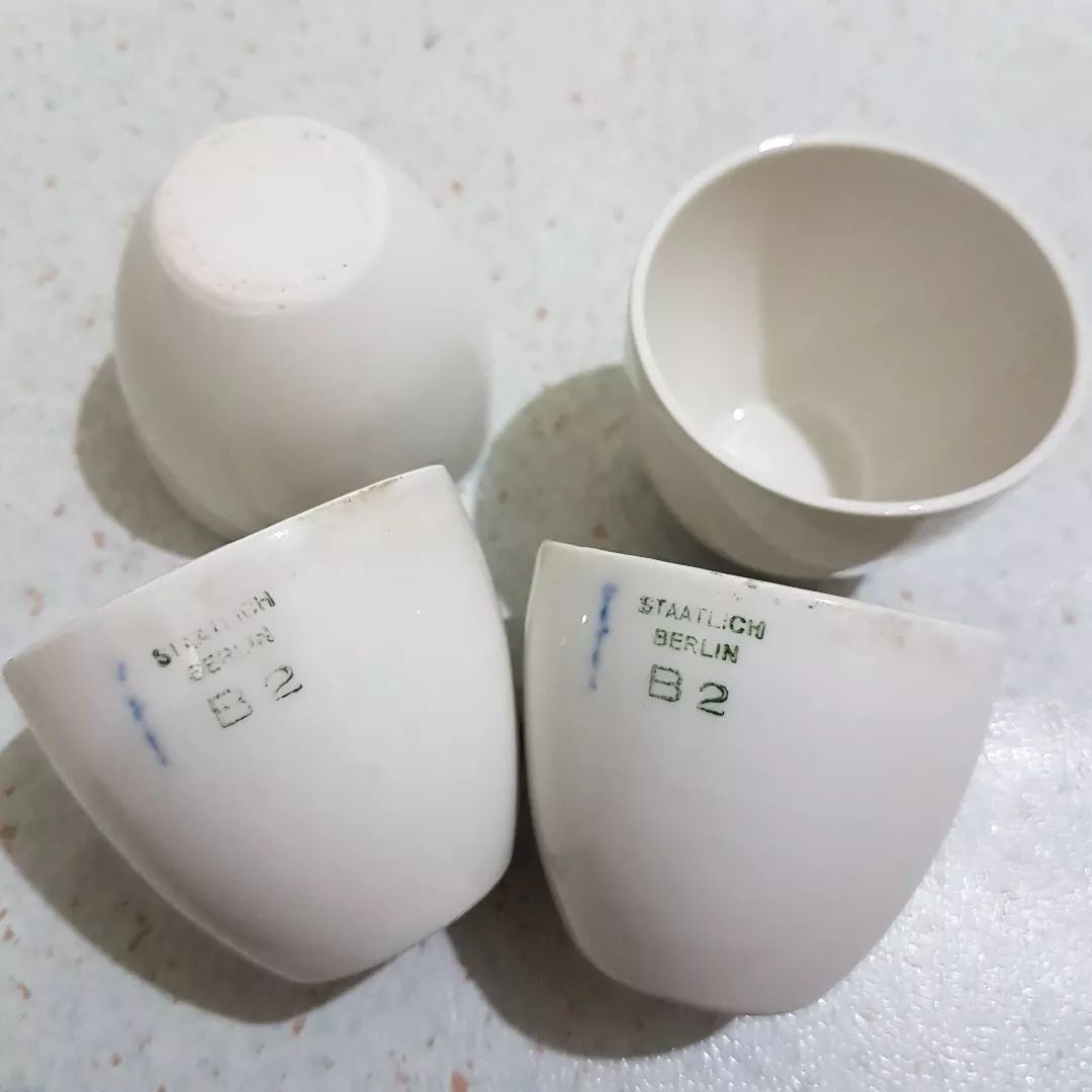 Cawan porcelain lab farmasi jadul Staatlich Berlin B2 Jerman 4 unit ...