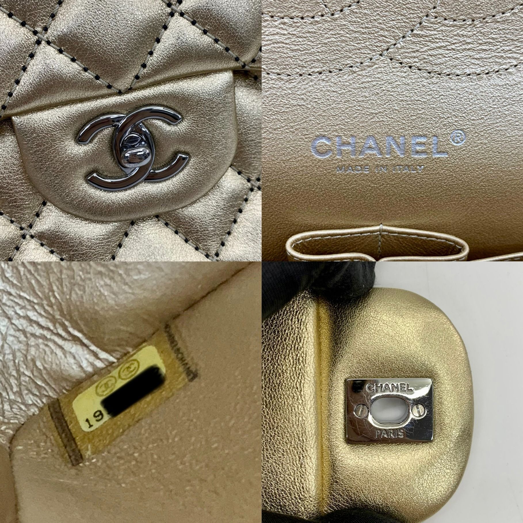 CHANEL CALF SKIN GOLD CLASSIC FLAP 30 CM NO 19 JUMBO DOUBLE FLAP ...