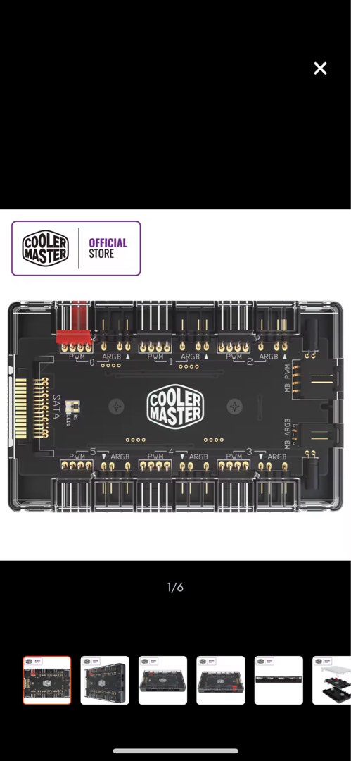 Cooler Master MasterFan ARGB and PWM HUB, 6 Sets of ARGB & PWM Ports ...