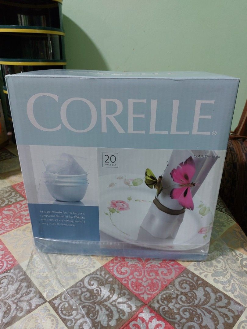 CORELLE COUNTRY ROSE 20PCS DINNER SET, Furniture & Home Living ...