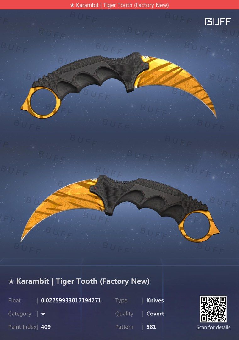 CSGO Karambit tiger tooth FN, Video Gaming, Gaming Accessories, In-Game ...