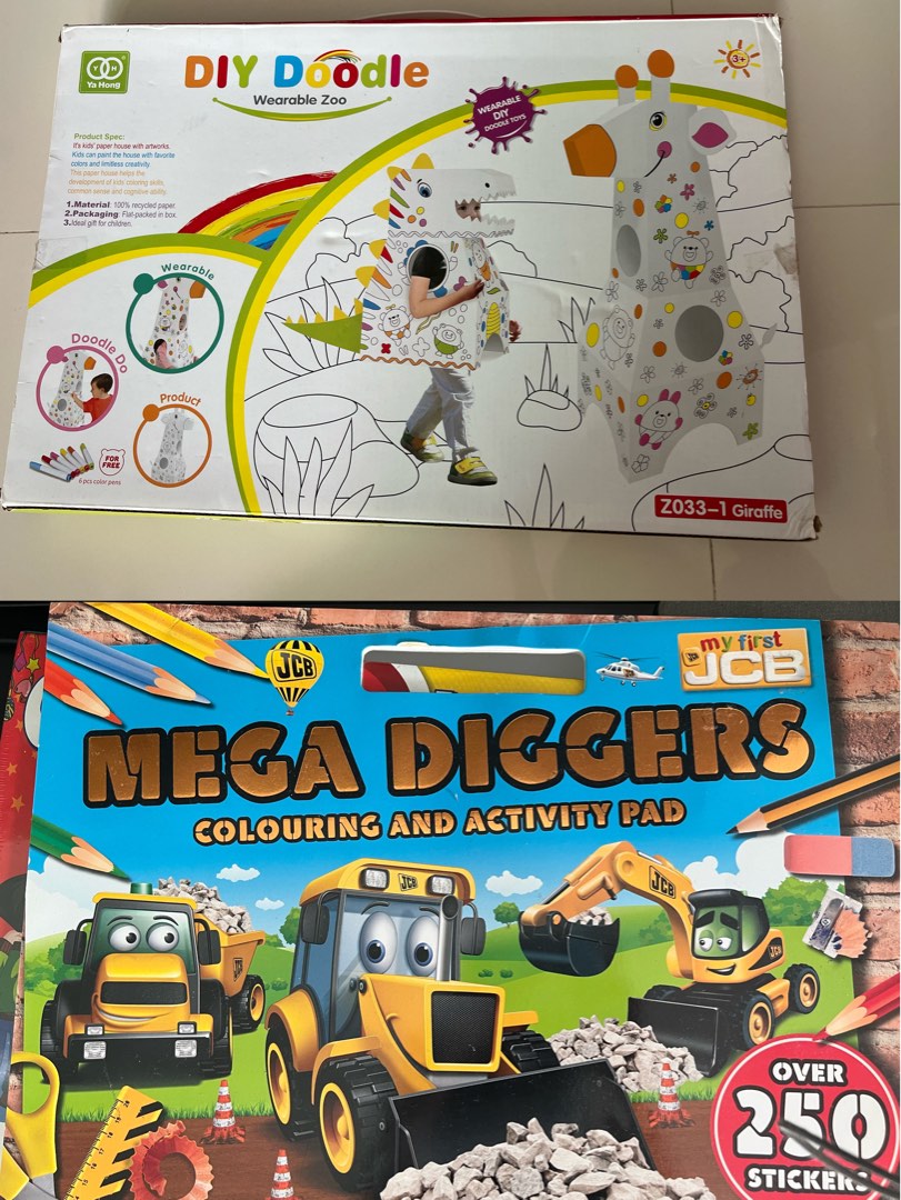 DIY doodle wearable dinosaur and mega digger colouring activity pad ...