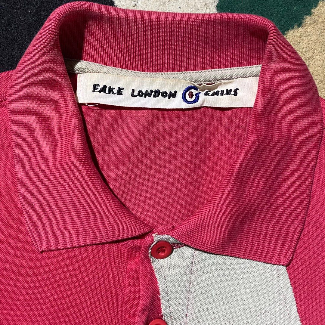 Fake London Genius Polo Shirt, Fesyen Pria, Pakaian , Atasan di Carousell