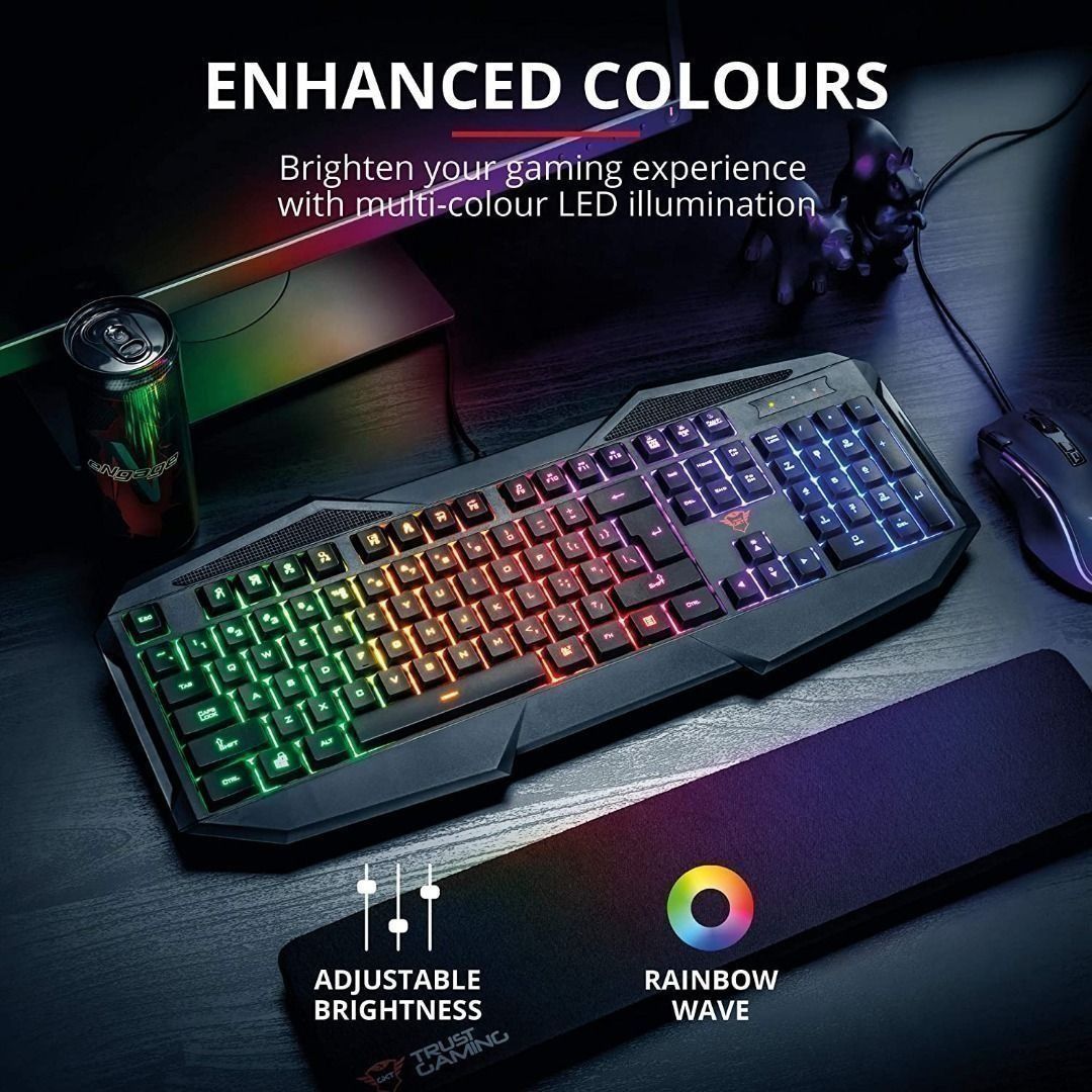Gaming Keyboard LED Illuminated RGB - Trust Avonn Mechanical Feel ...