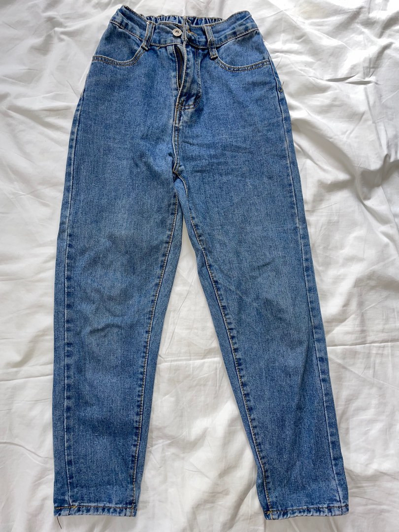 Garterized denim pants size 22-24 on Carousell