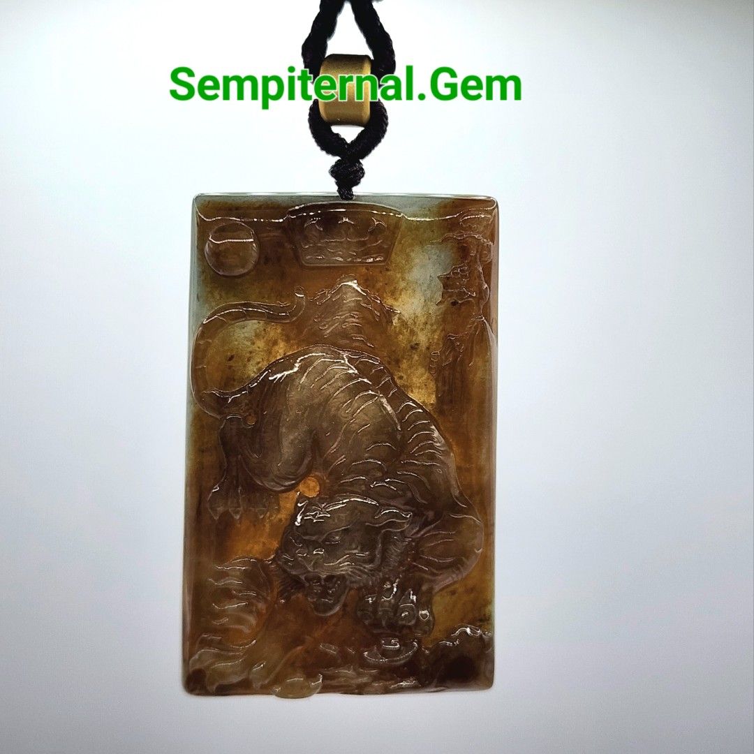 Grade A Burmese Red/Brown Jade/Jadeite Of A Tiger, Women's Fashion ...