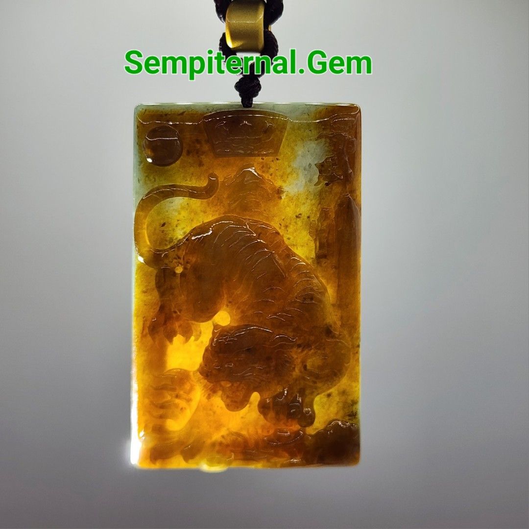Grade A Burmese Red/Brown Jade/Jadeite Of A Tiger, Women's Fashion ...