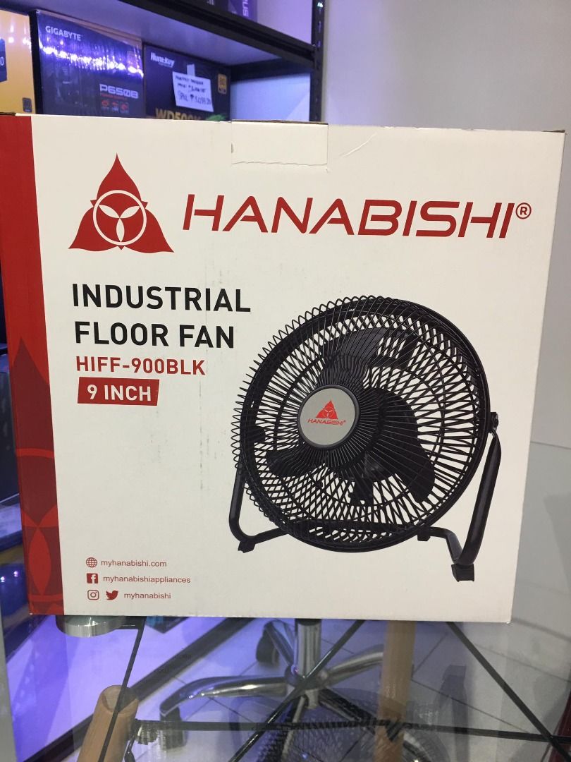 Hanabishi 9 Industrial Electric Floor Fan HIFF-900 Black, Furniture ...