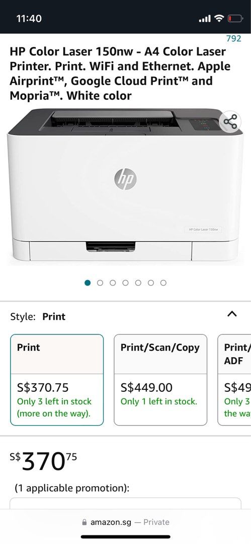 Hp Color Laser 150 W, Computers & Tech, Printers, Scanners & Copiers on ...